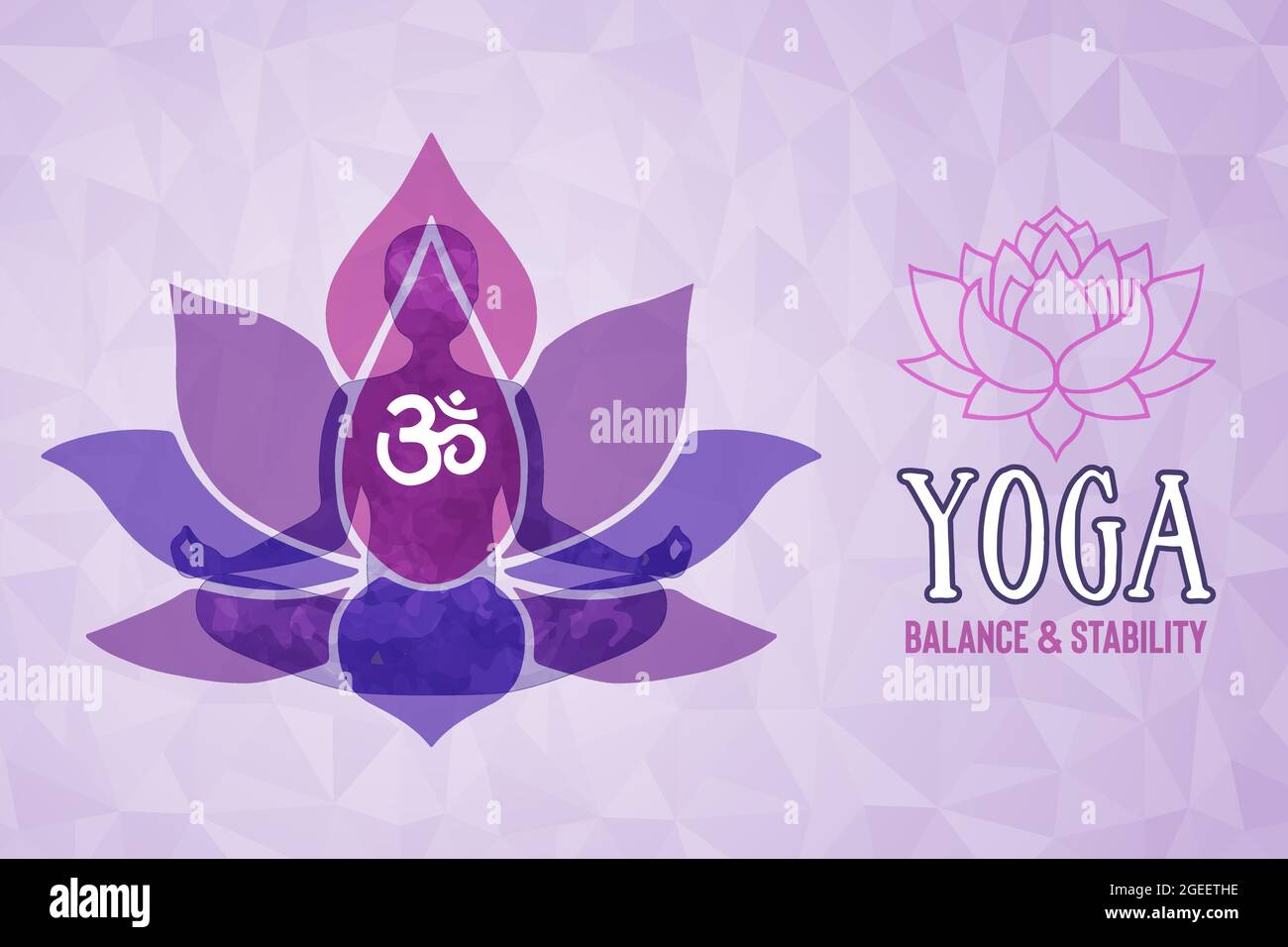 Yoga balance web banner illustration of fit woman body silhouette doing ...