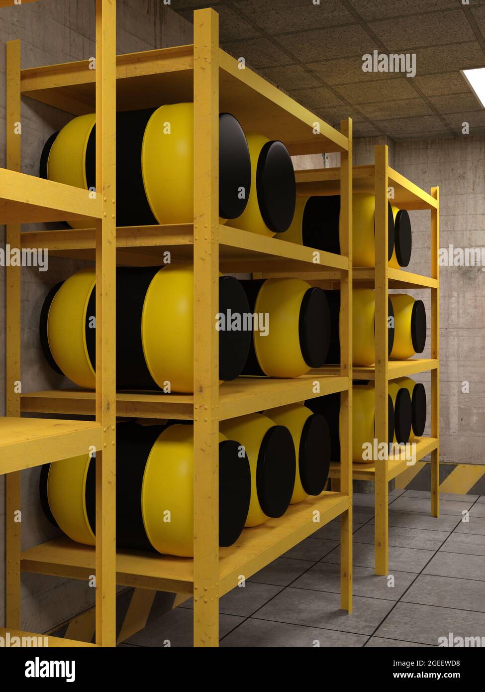 3d-illustration of a warehouse storing radioactive barrels Stock Photo ...