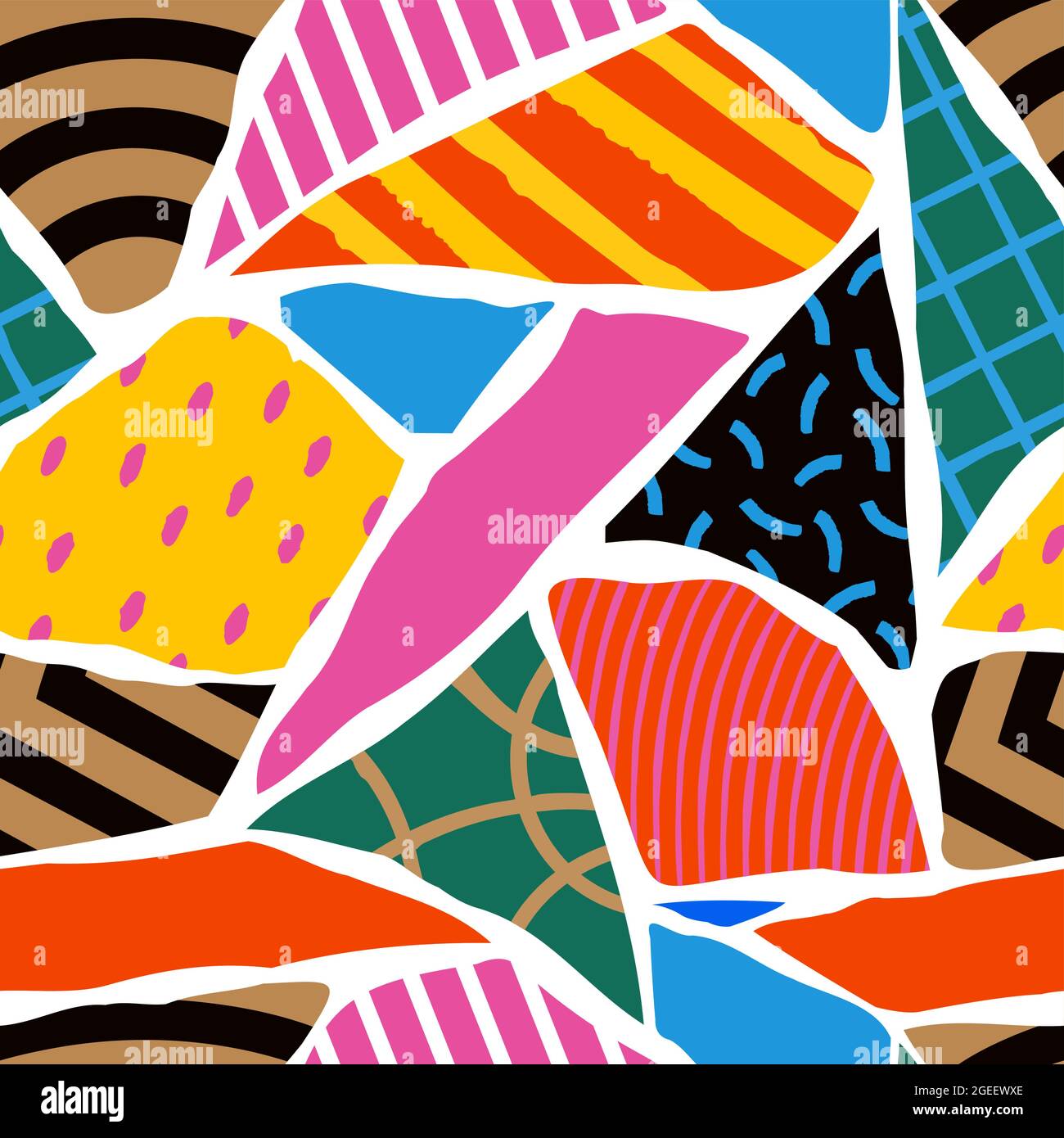 Colorful abstract paper collage seamless pattern illustration. Hand ...