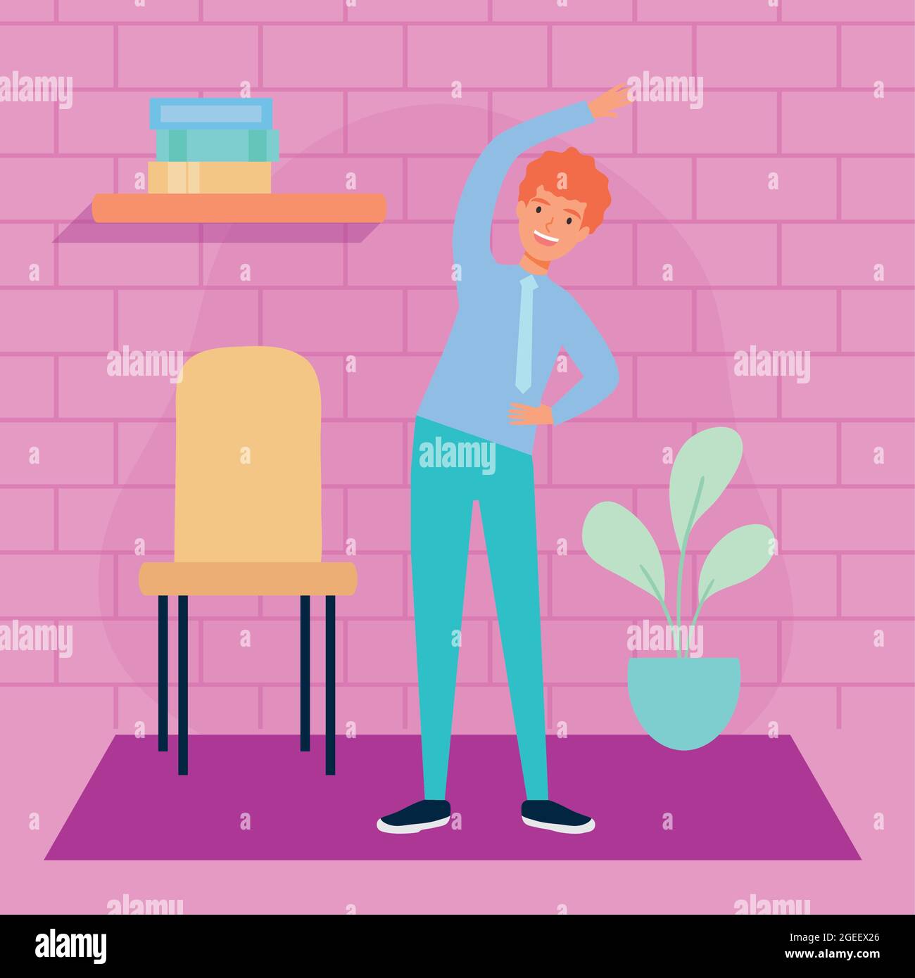 man practicing active breaks in workplace Stock Vector Image & Art - Alamy