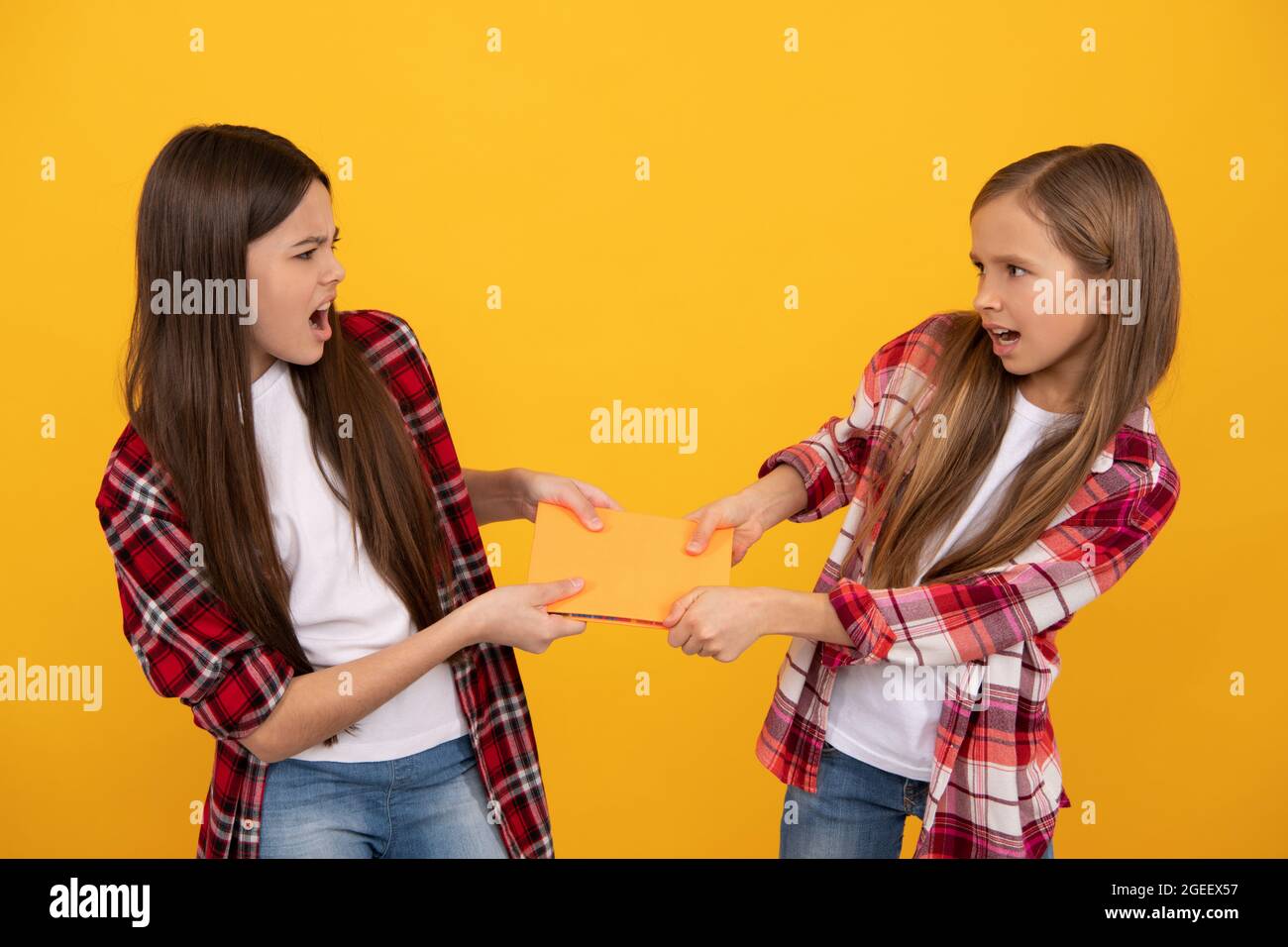 childhood. angry kids going to do homework with books. teenager student ...