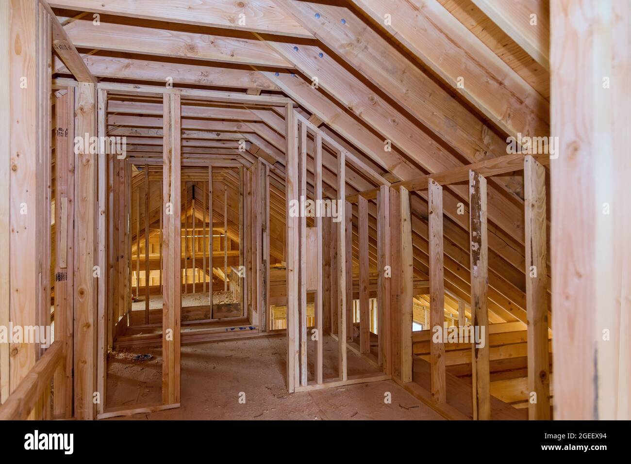Framing beam of new house under construction home beam construction ...