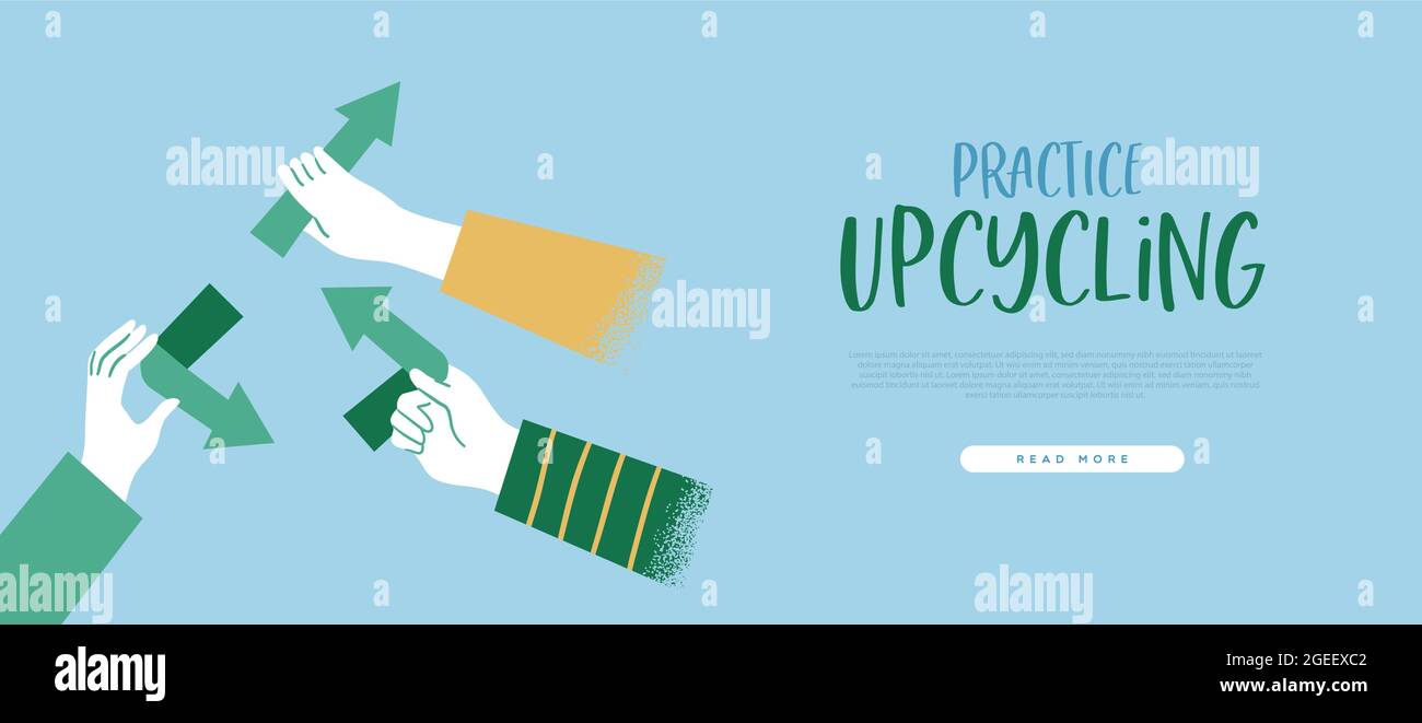 Upcycling eco friendly web template illustration of young people friend ...