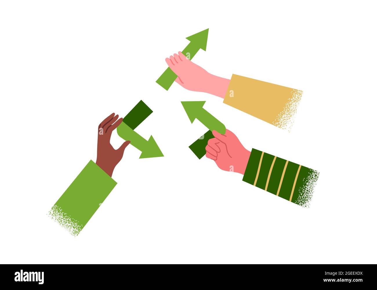 Upcycling ecology care illustration concept. Diverse young people team ...