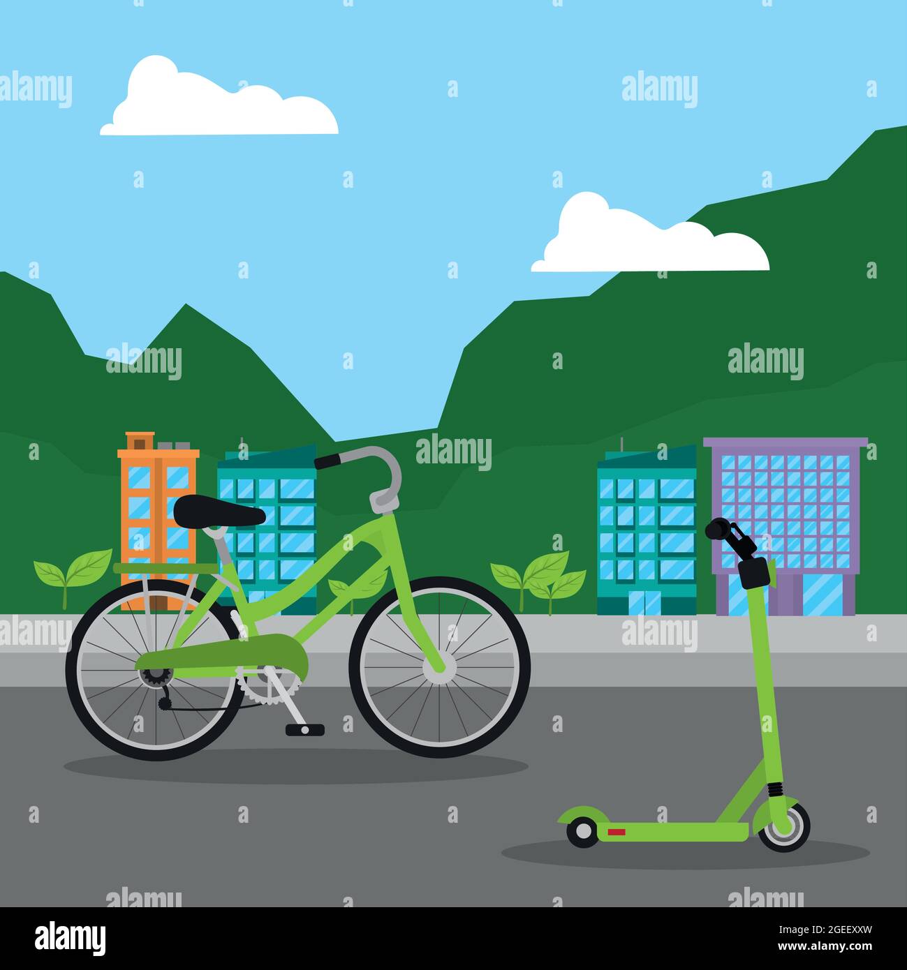 poster of eco transports in city Stock Vector Image & Art - Alamy