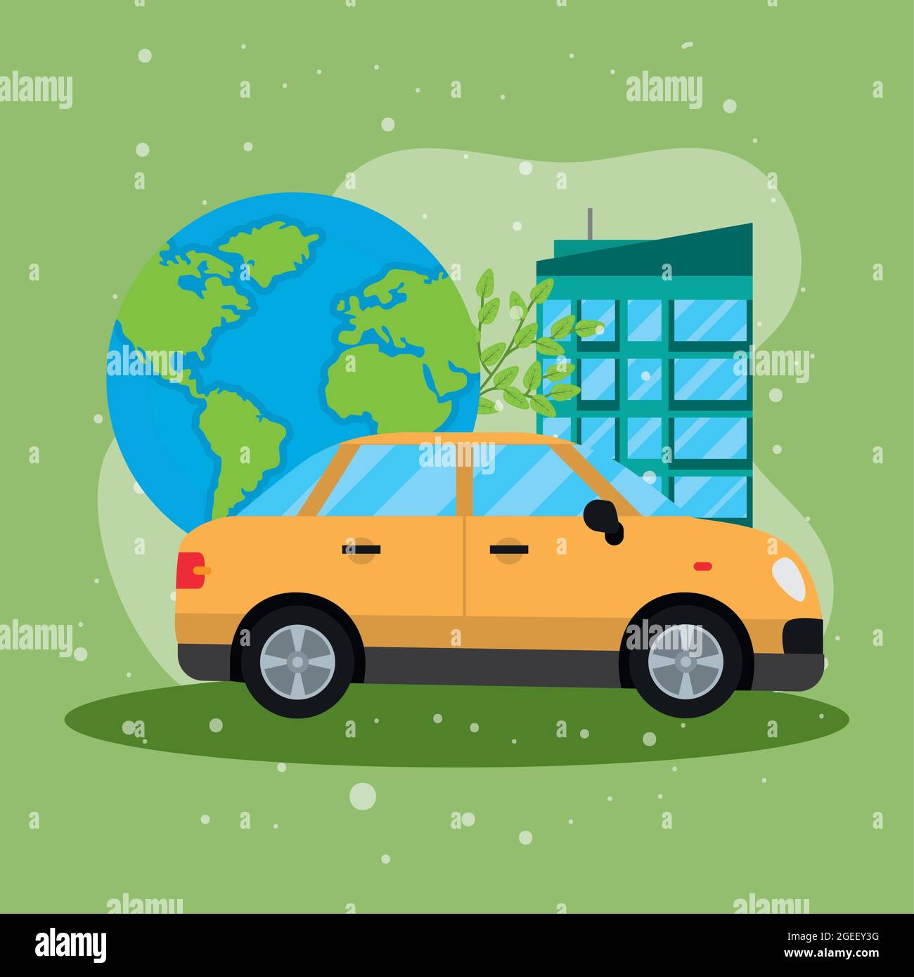poster with car with earth and building Stock Vector Image & Art - Alamy