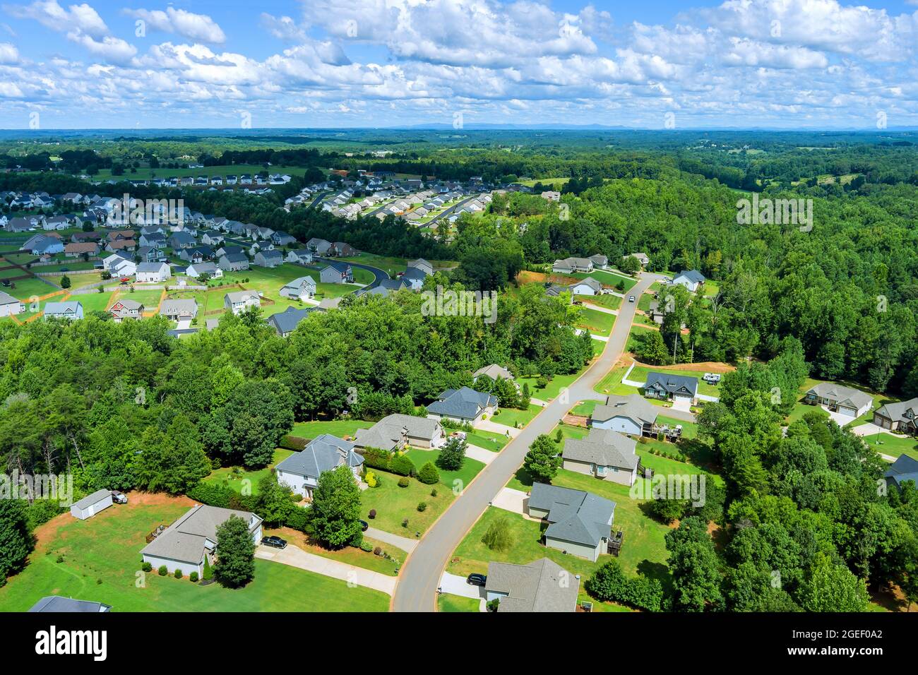 Aerial view Boiling Springs town urban landscape of a small sleeping ...