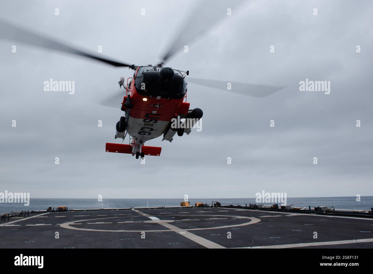 Coast Guard MH-60J Jayhawk prepares to land on the flight deck onboard ...