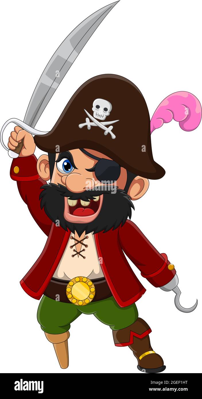 Cartoon captain pirate holding a sword Stock Vector Image & Art - Alamy