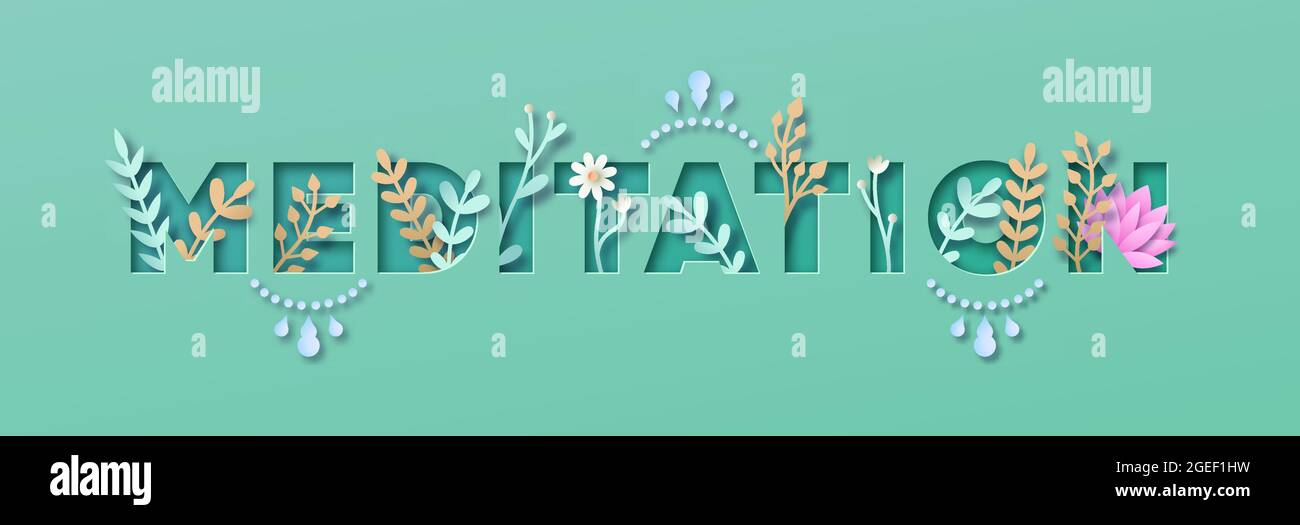 Papercut meditation text quote sign with traditional 3d indian culture ...