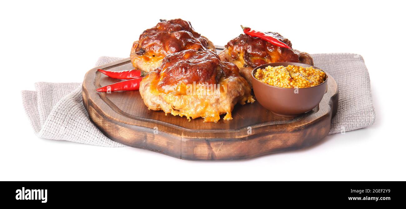 Delicious minced meat boats, sauce bowl and napkin on white background ...