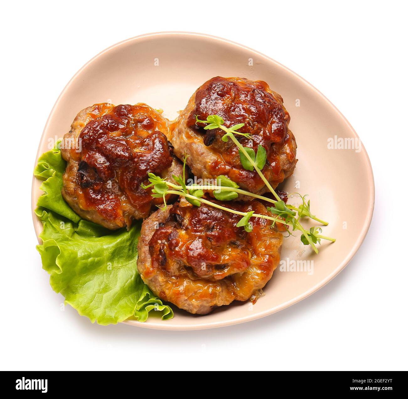 Plate with delicious minced meat boats on white background Stock Photo ...
