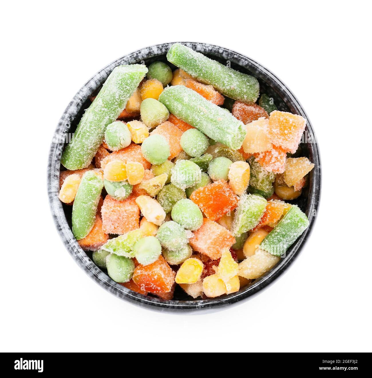 Bowl with mix of frozen vegetables on white background Stock Photo - Alamy