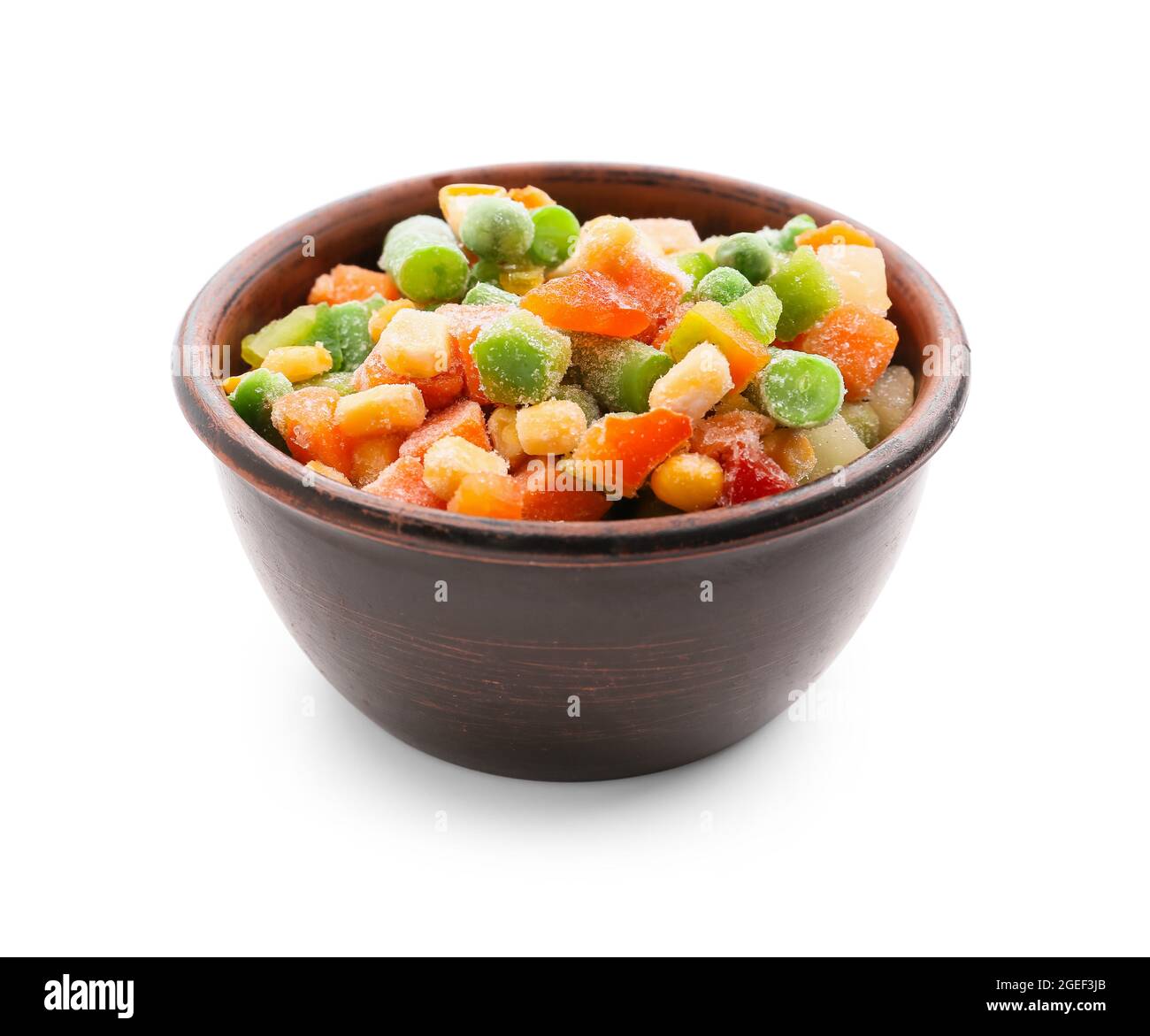 Bowl with mix of frozen vegetables on white background Stock Photo - Alamy