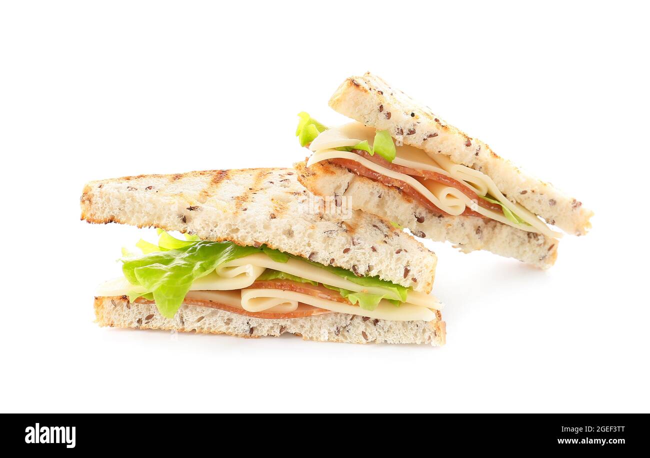 Tasty sandwiches on white background Stock Photo - Alamy
