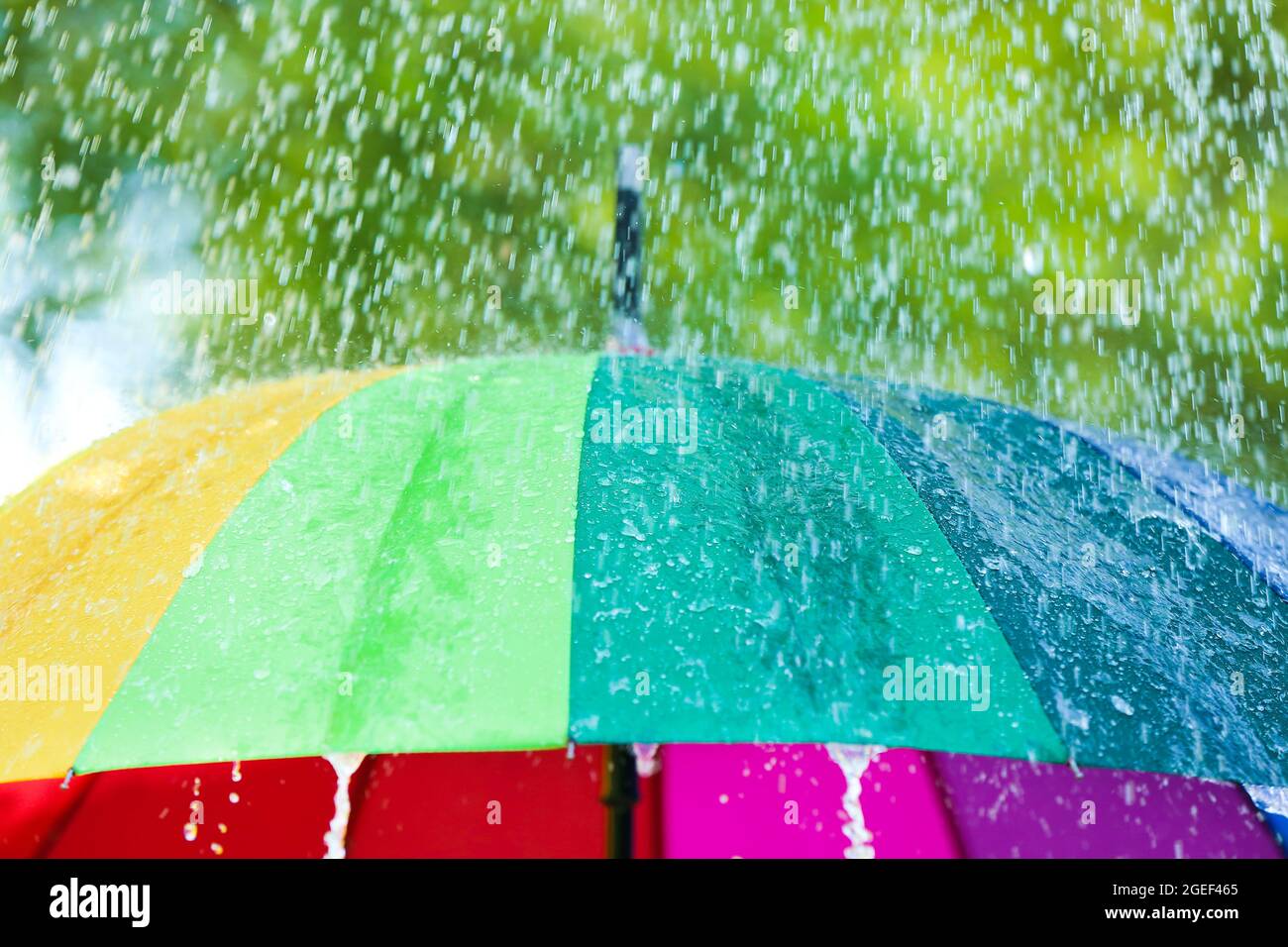 Open umbrella under falling rain drops outdoors Stock Photo - Alamy