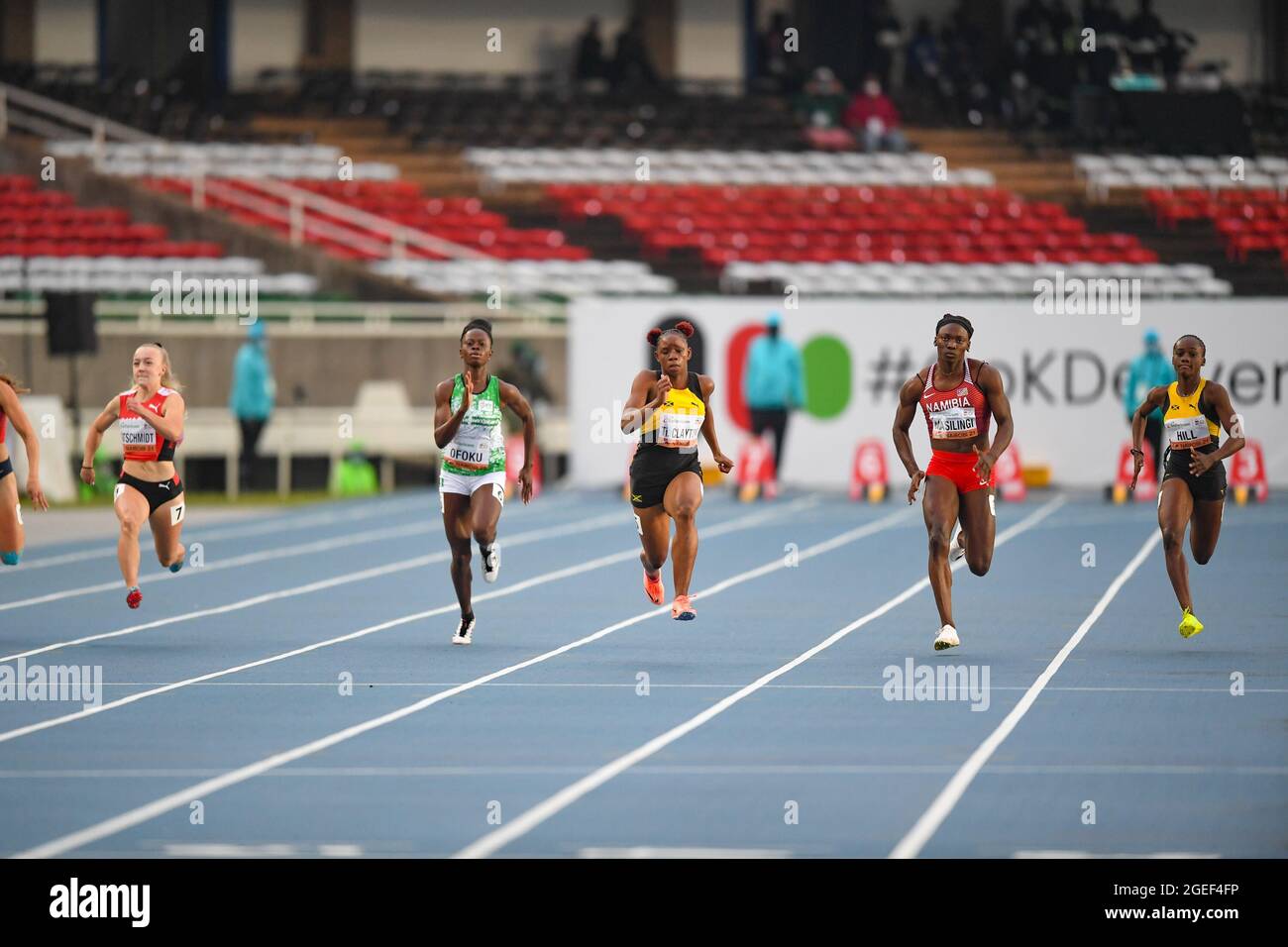 Nairobi, Kenya. 19th Aug, 2021. Athletes compete during the women's ...