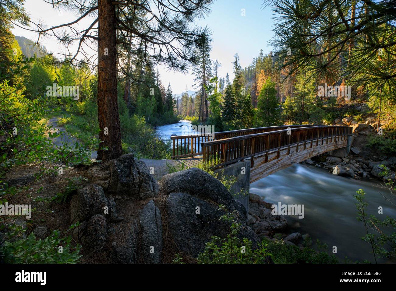 Stanislaus Middle Fork River in Northern California with the morning ...