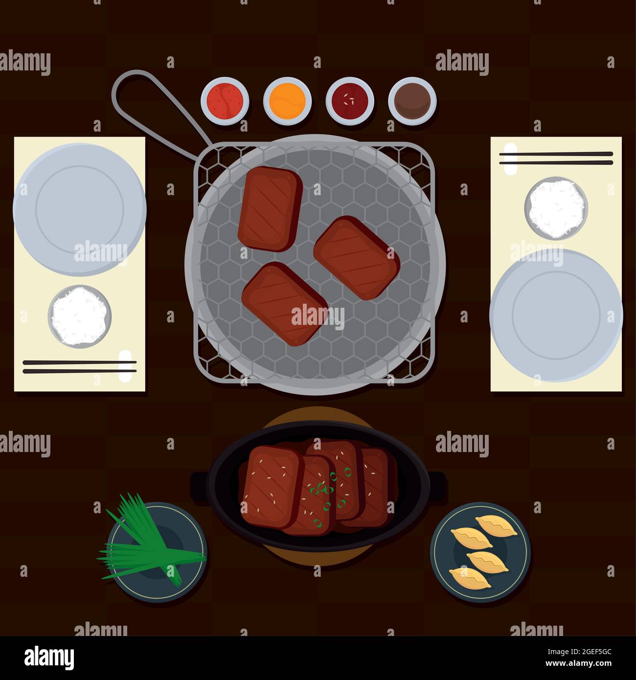 korean jin mandu and bbq illustration design Stock Vector Image & Art ...