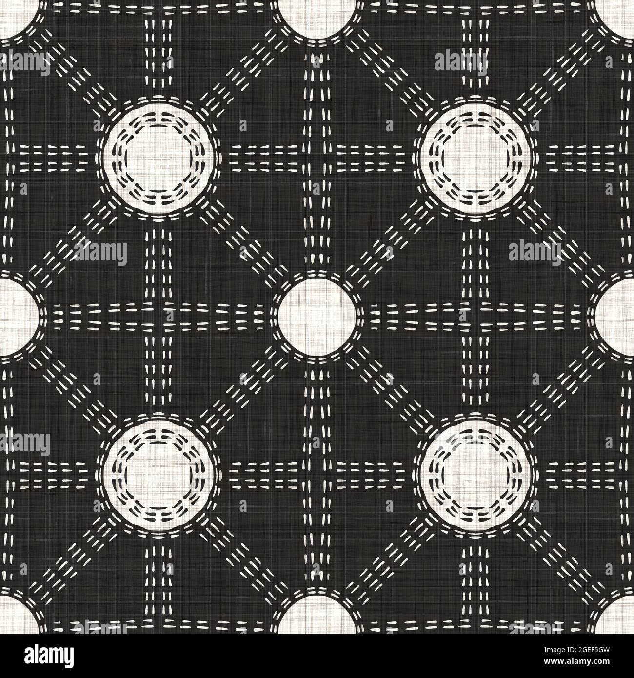 Seamless black white woven cloth geometric linen texture. Two tone ...