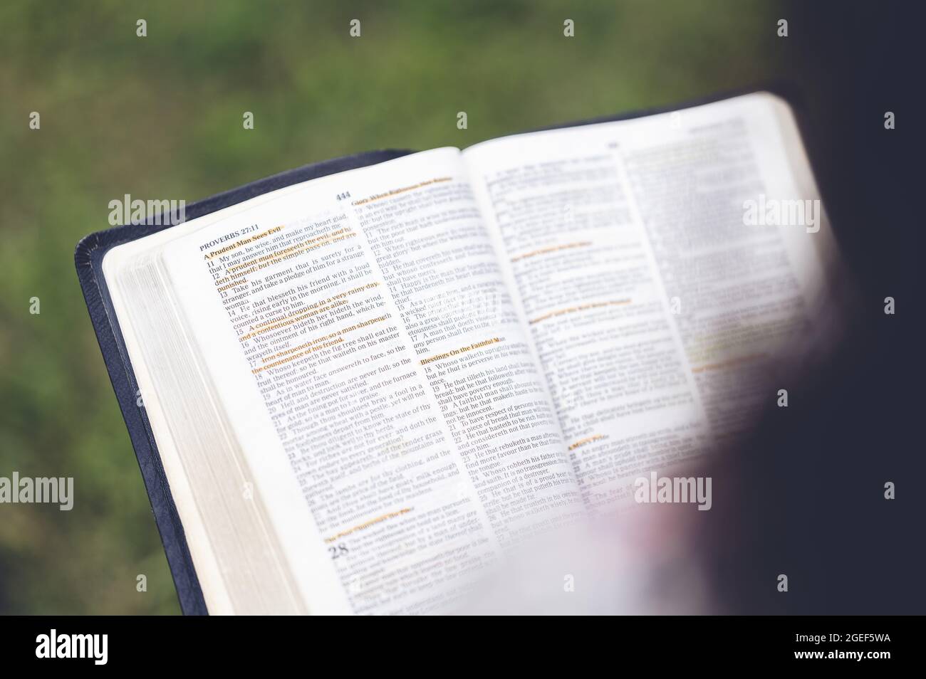 High angle shot of the open Bible Stock Photo - Alamy