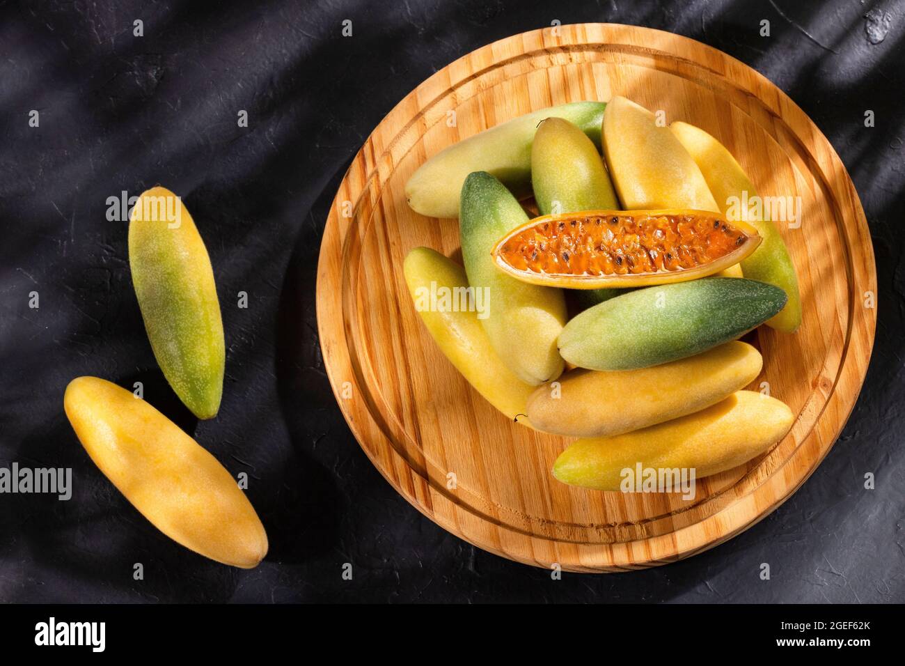 Passiflora tripartita - Exotic tropical organic curuba Stock Photo - Alamy