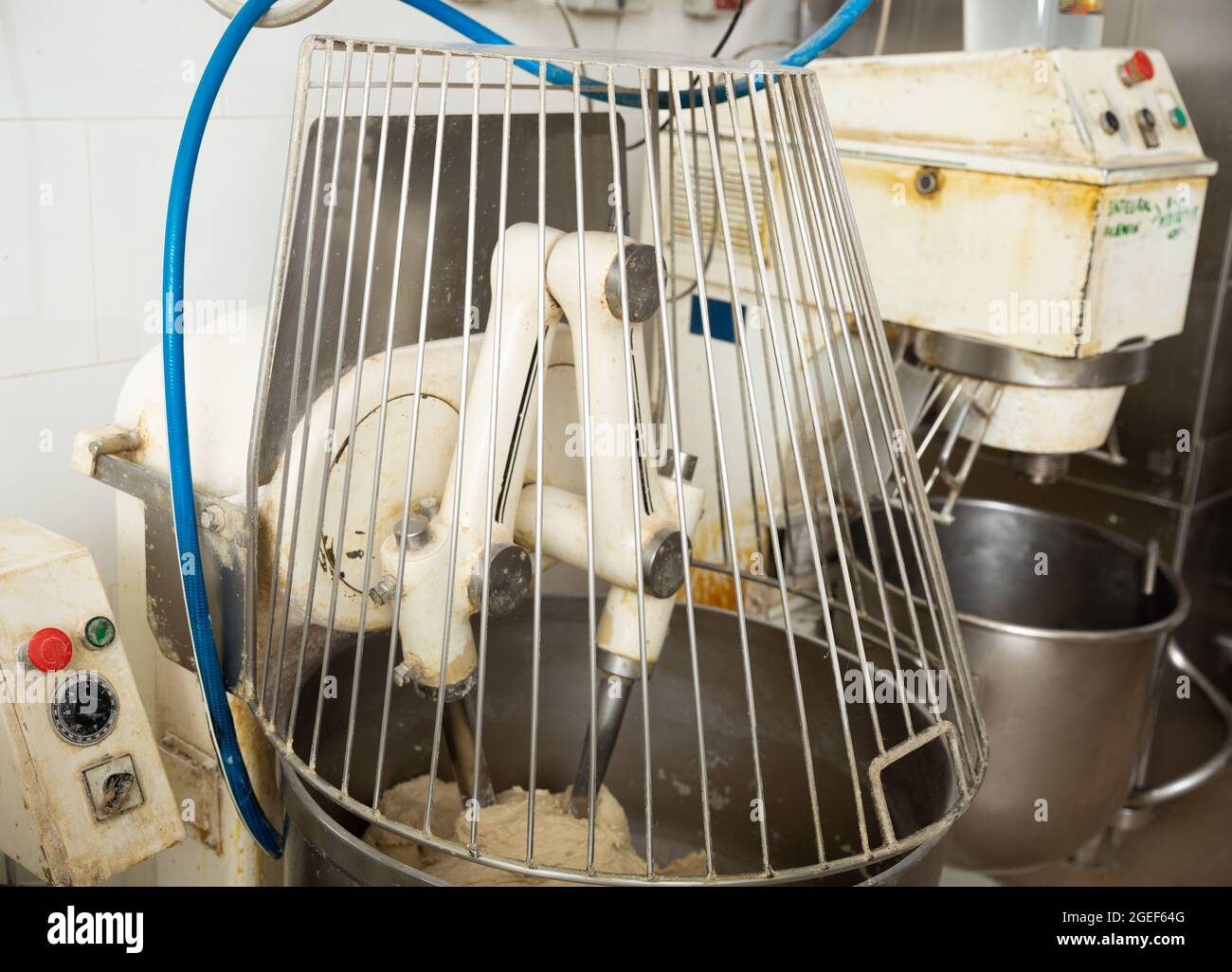 Closeup for dough kneading on bread bakery production factory Stock ...