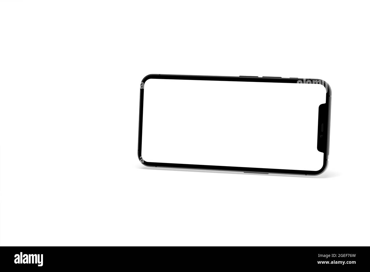 Smartphone with a blank copy space screen isolated on a white ...