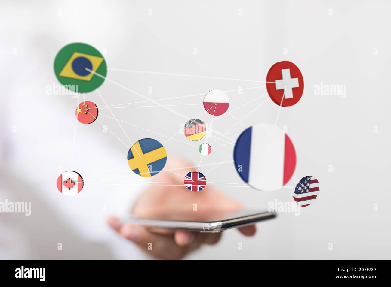 Interconnected world map business travel hi-res stock photography and ...