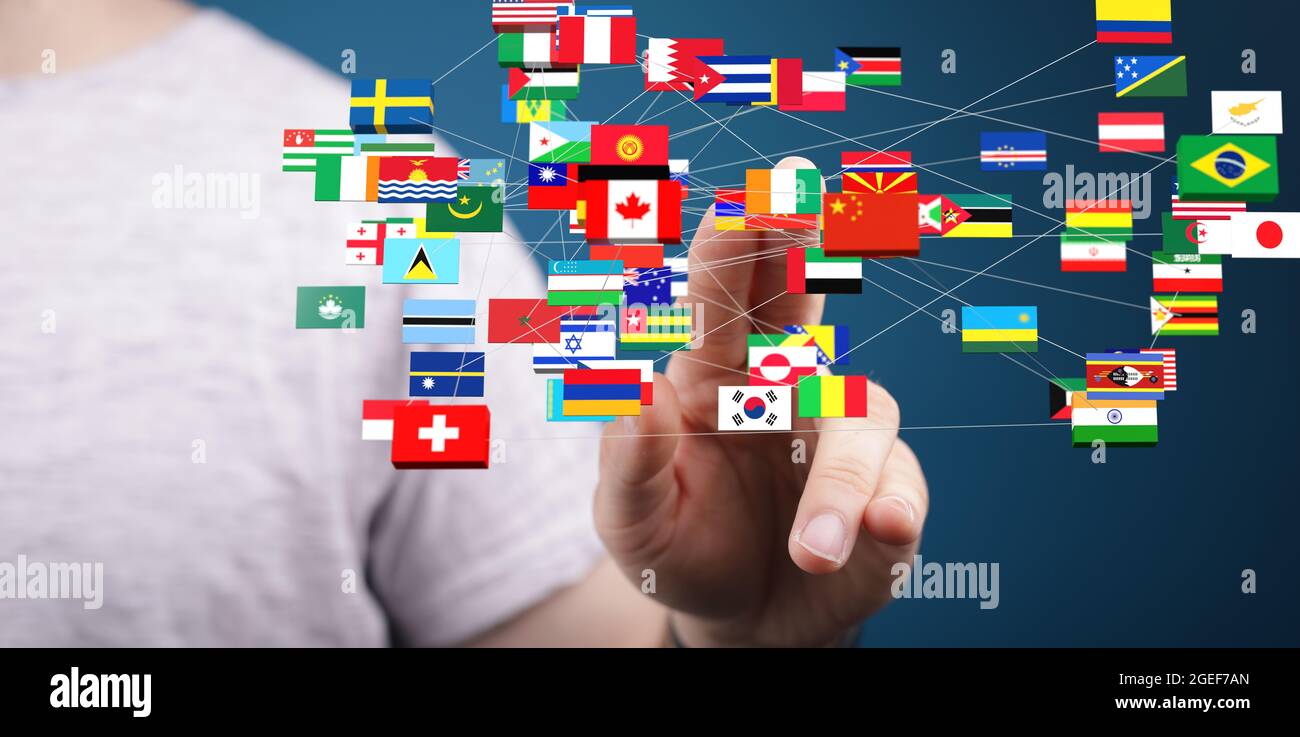 Interconnected world map business travel hi-res stock photography and ...