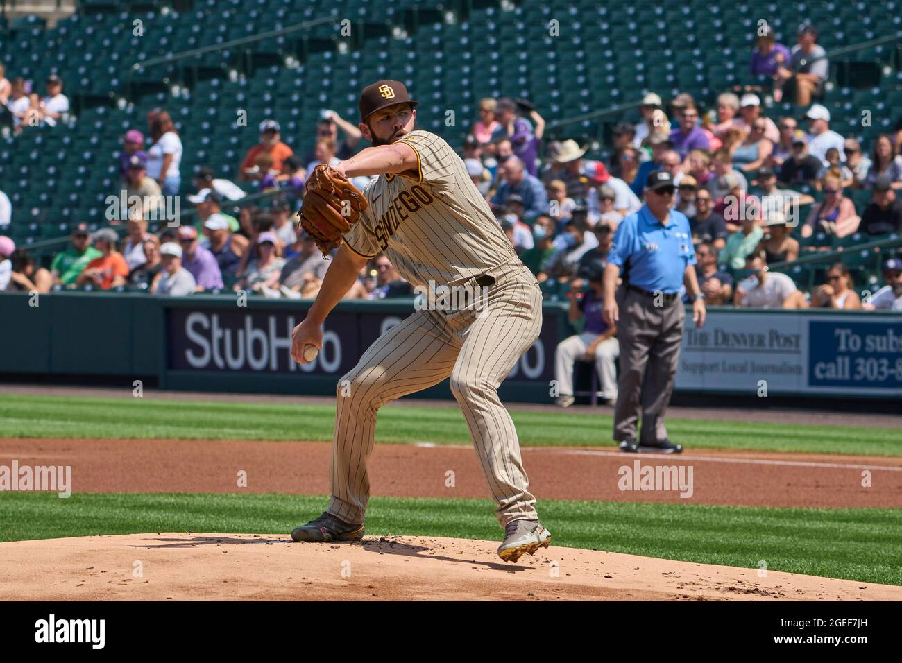August 18 2021: San Diego pitcher Jake Arietta (49) throws a pitch ...