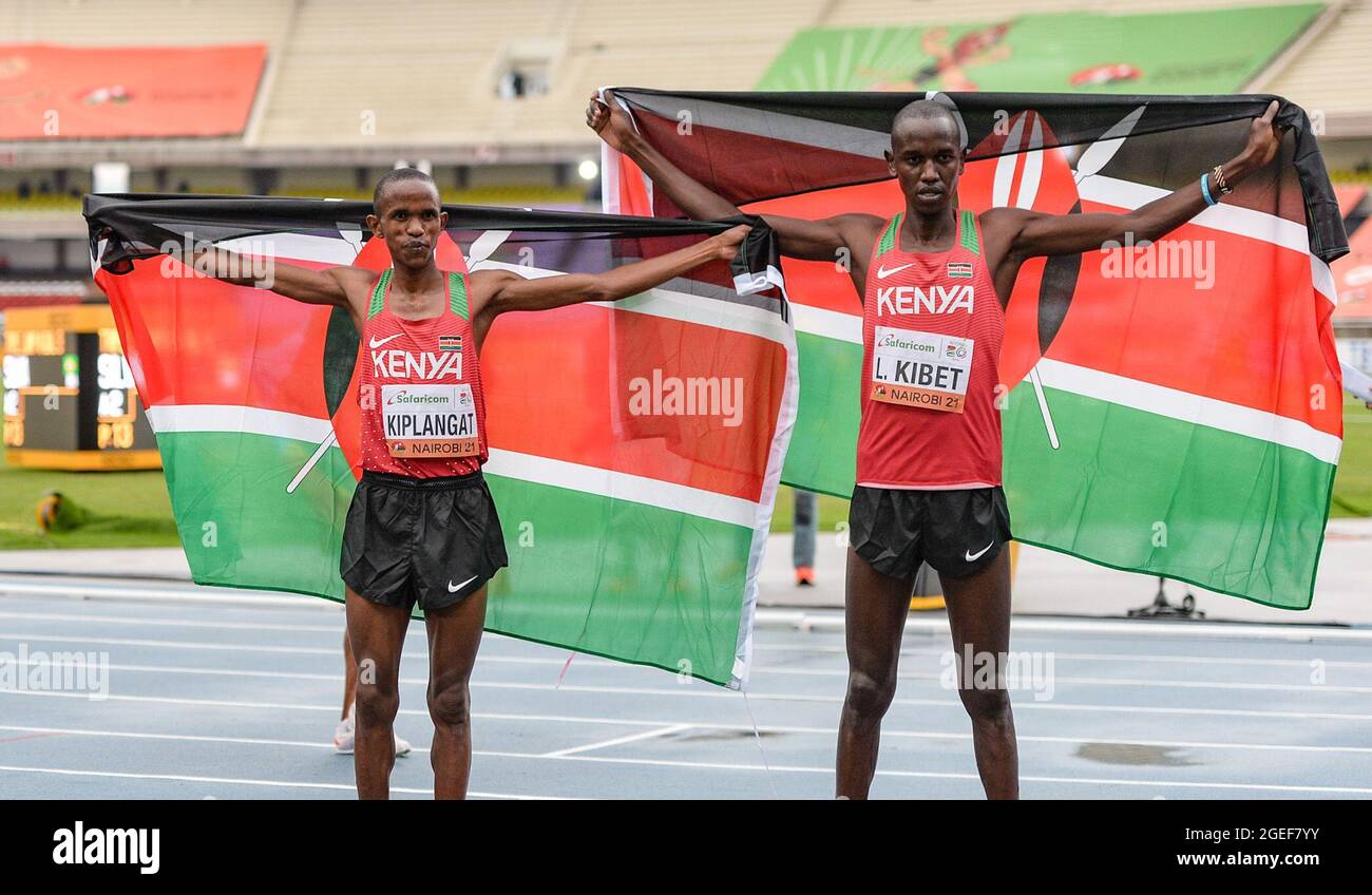 Nairobi, Kenya. 19th Aug, 2021. Benson Kiplangat (L) of Kenya ...