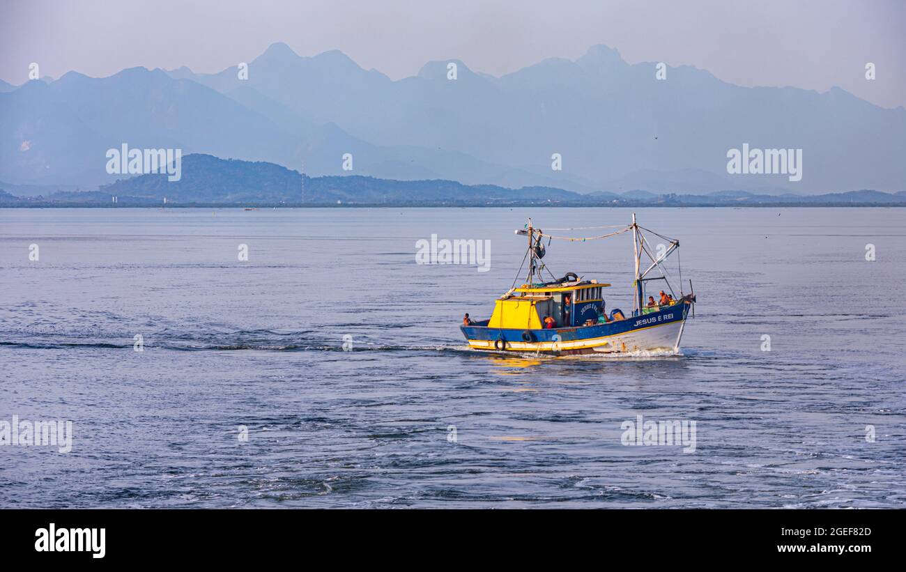 Rio de Janeiro, Brazil - CIRCA 2021: Fishing boat surrounded by ...