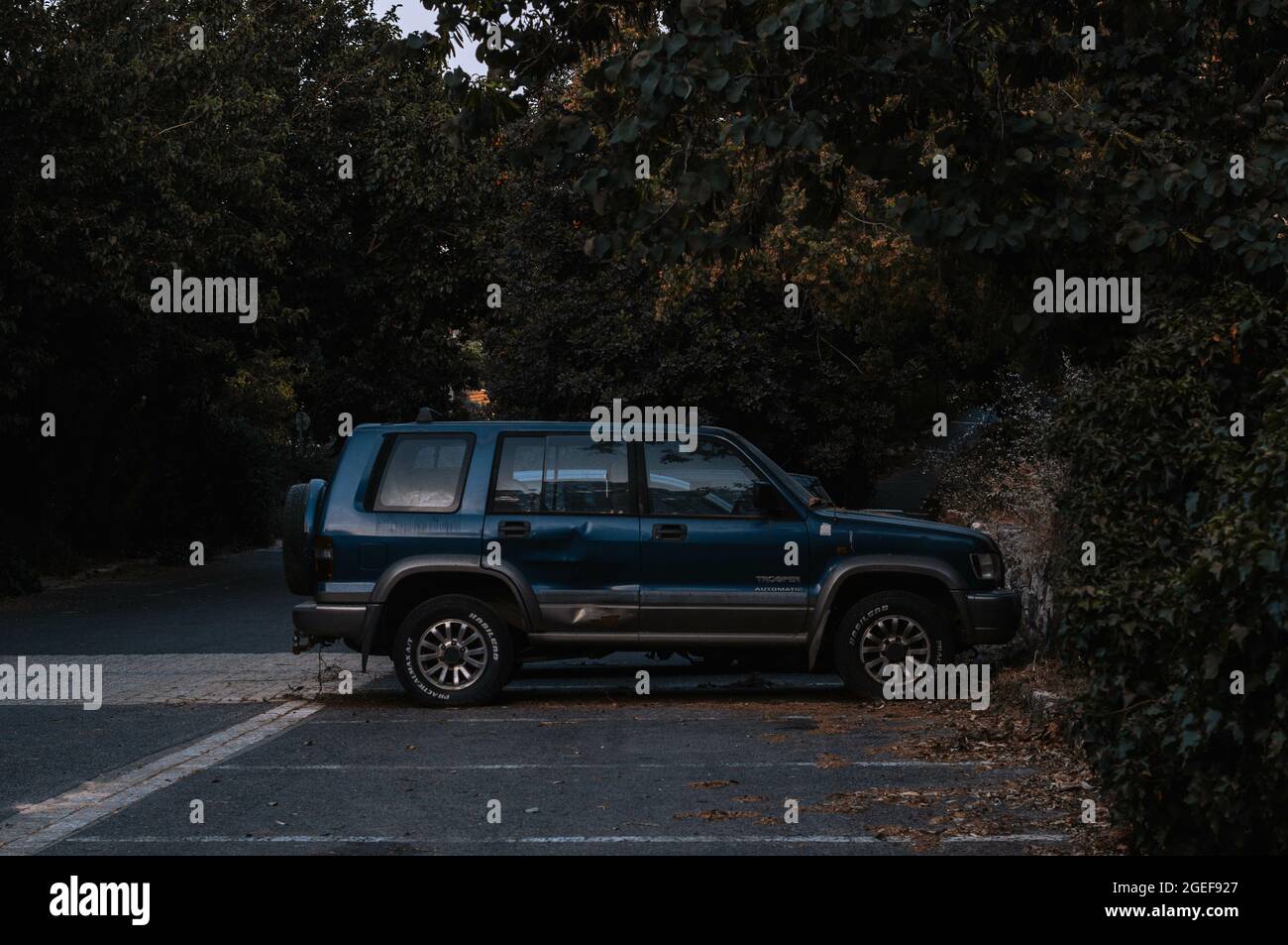 ROSH PINNA, ISRAEL - May 10, 2021: An old Trooper car parked along the ...