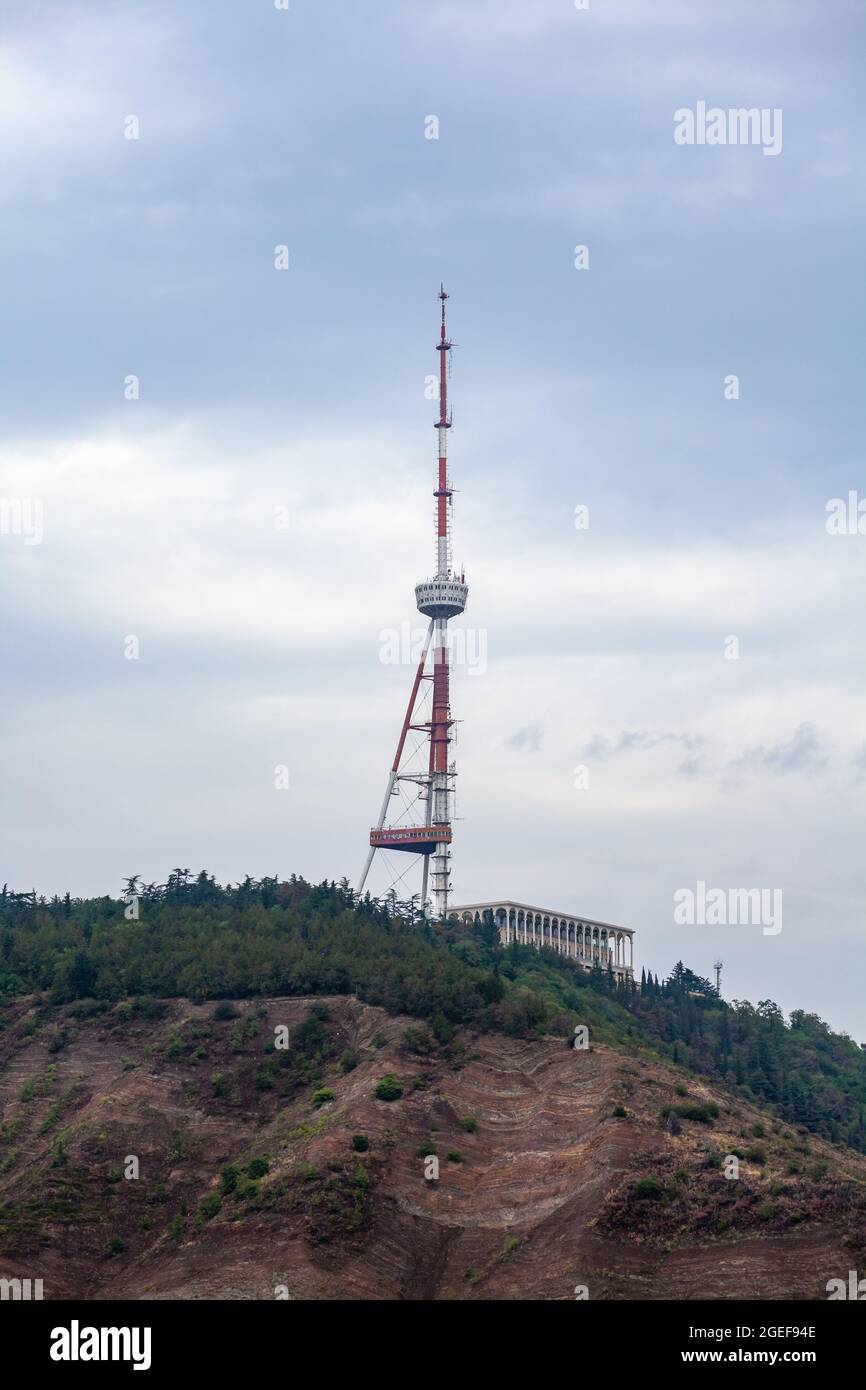 Tbilisi TV Broadcasting Tower on mount mtatsminda, Georgia Stock Photo - Alamy