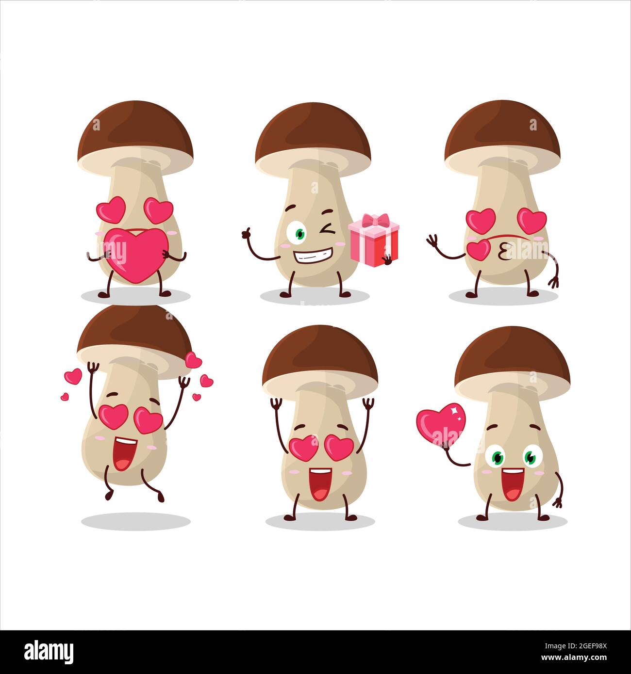 Boletus edulis cartoon character with love cute emoticon. Vector ...