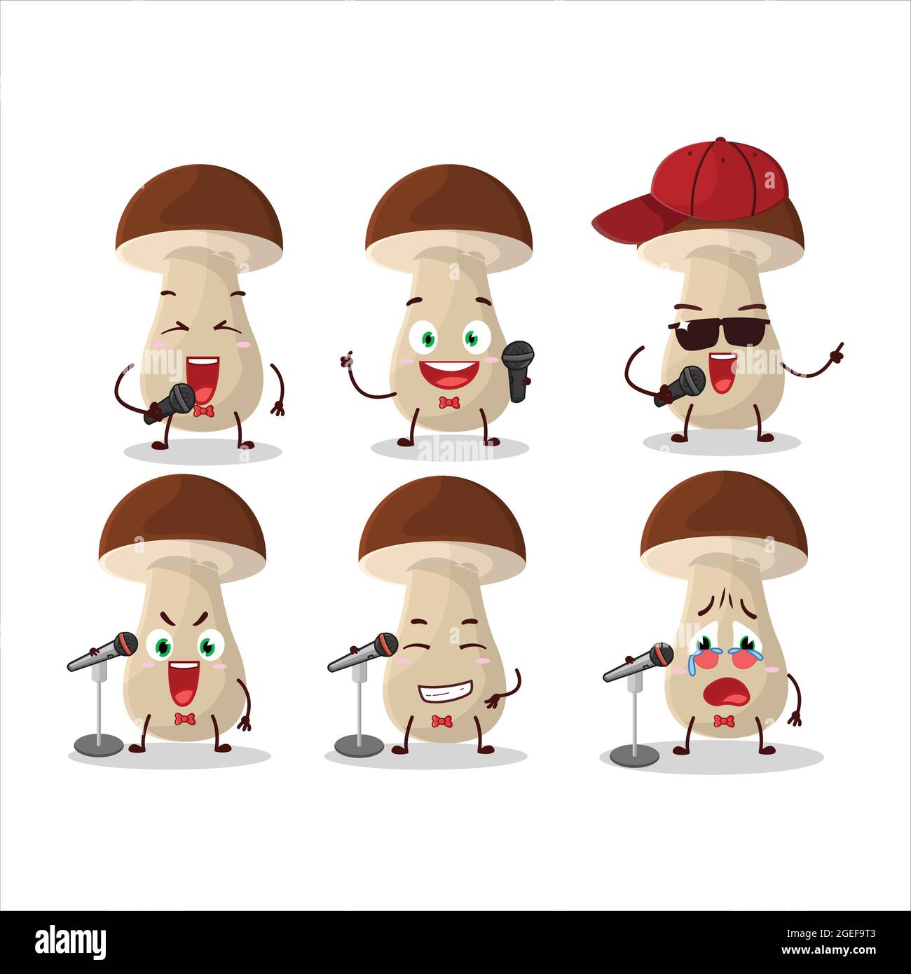 A Cute Cartoon design concept of boletus edulis singing a famous song ...