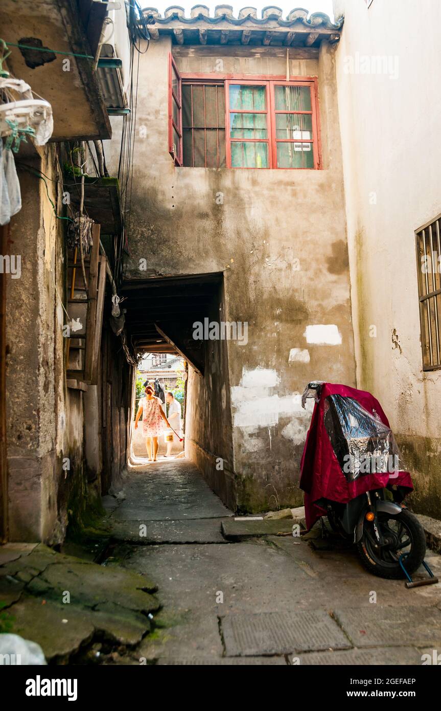 Old buildings in the undeveloped old part of Qibao Old Town in Minhang ...