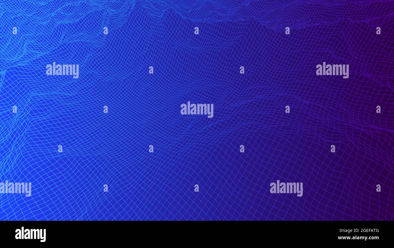 Digital landscape with mountains or clouds made of line grid Stock ...