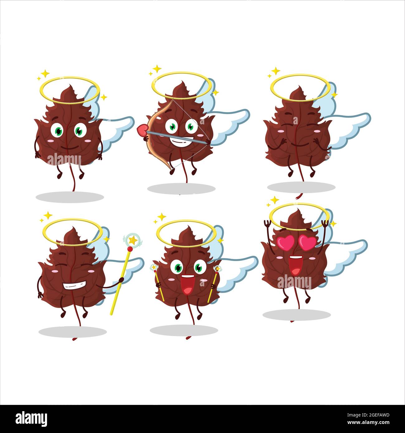 Hawthorn leaf cartoon designs as a cute angel character. Vector ...
