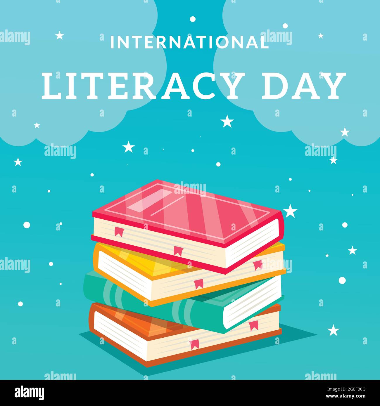 International literacy day with books illustration Stock Vector Image ...