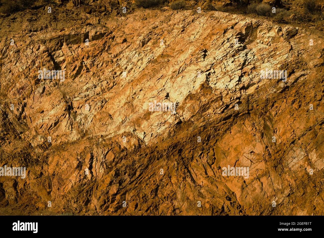 Close-up of mountain stone wall along Trona Wildrose Rd close to Dearth ...