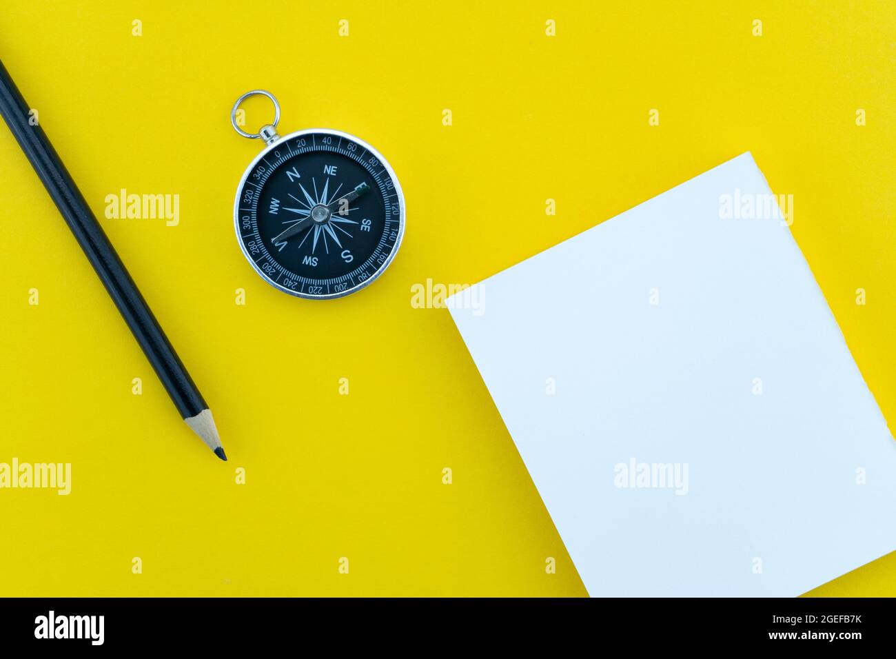 Top view business objects of white paper,pencil,and compass on paper ...