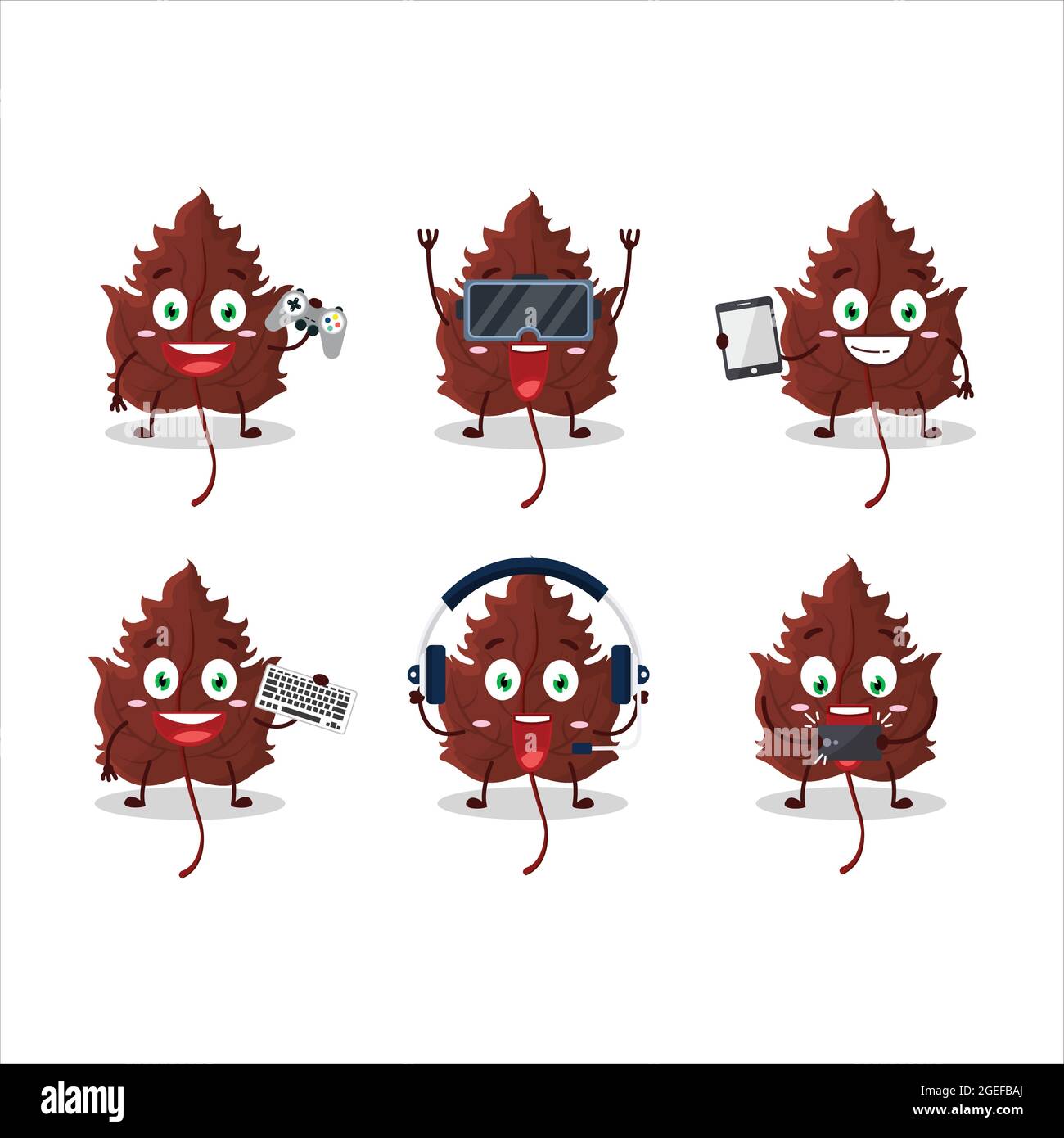 Hawthorn leaf cartoon character are playing games with various cute ...