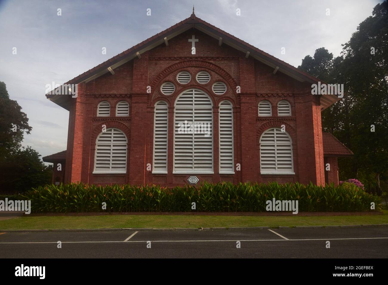 Interior of a former colonial church in Dempsey, Singapore Stock Photo ...