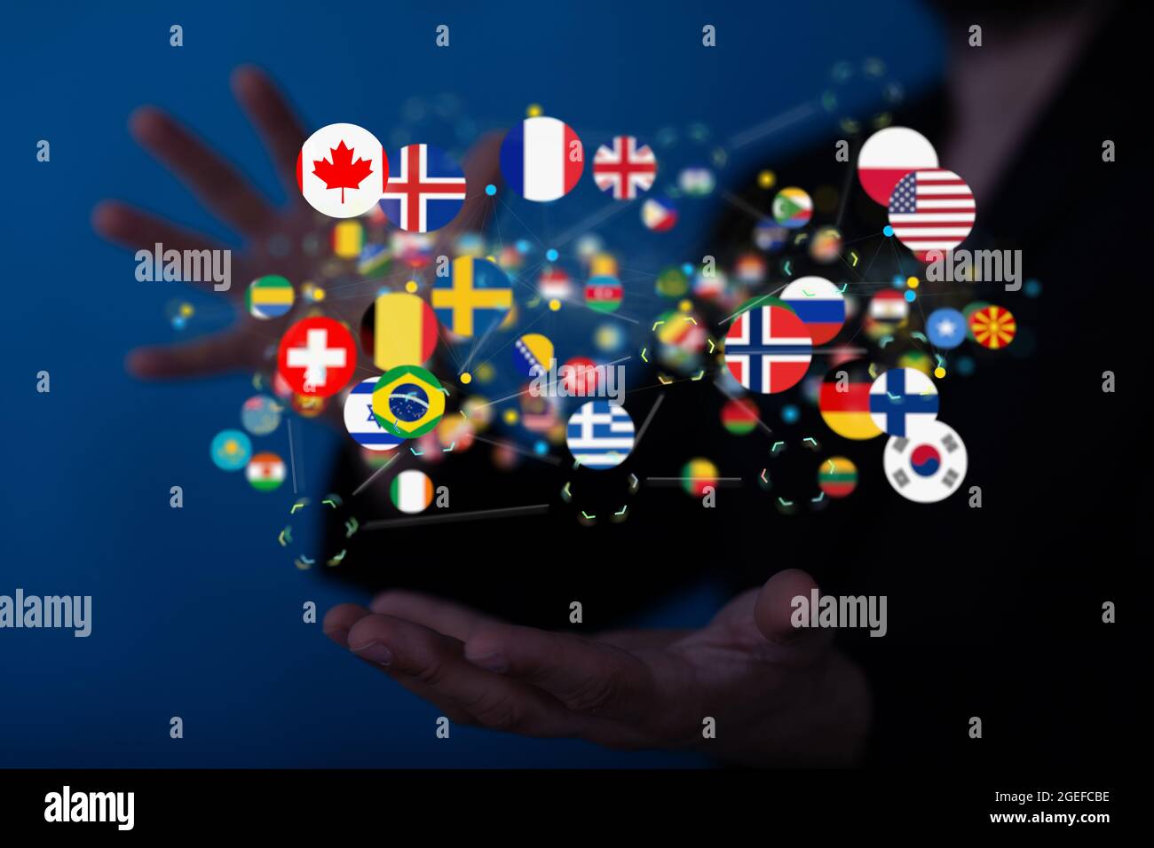 Interconnected world map business travel hi-res stock photography and ...