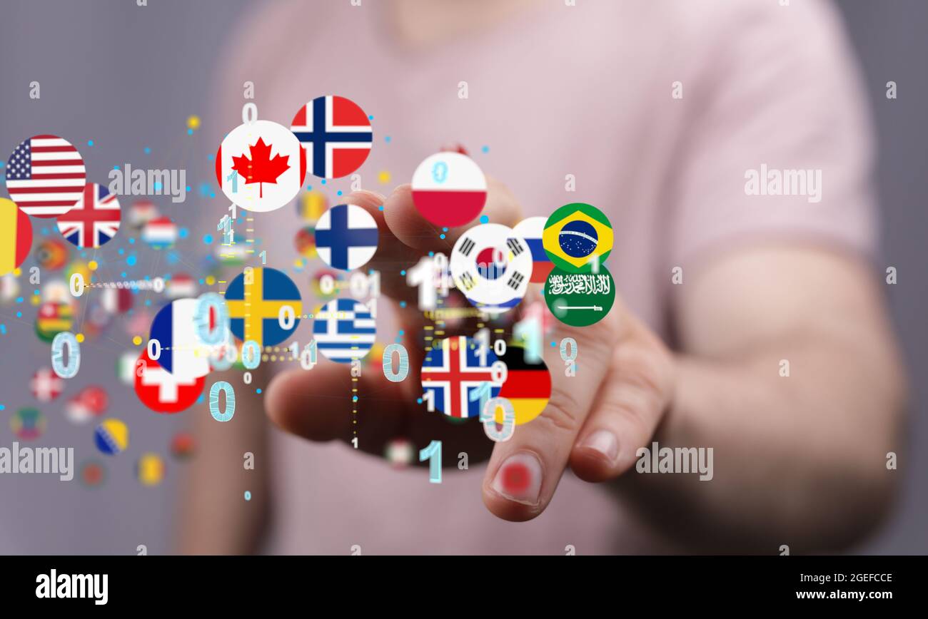 Interconnected world map business travel hi-res stock photography and ...