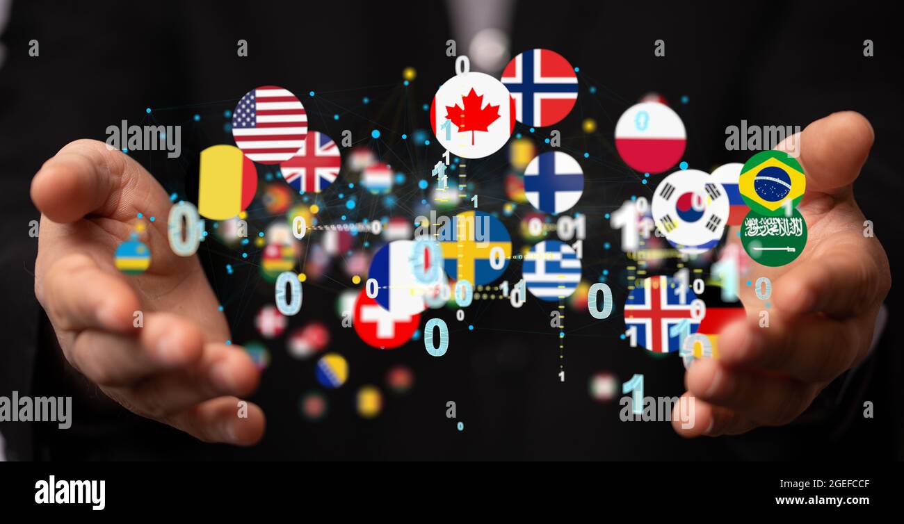 Interconnected world map business travel hi-res stock photography and ...