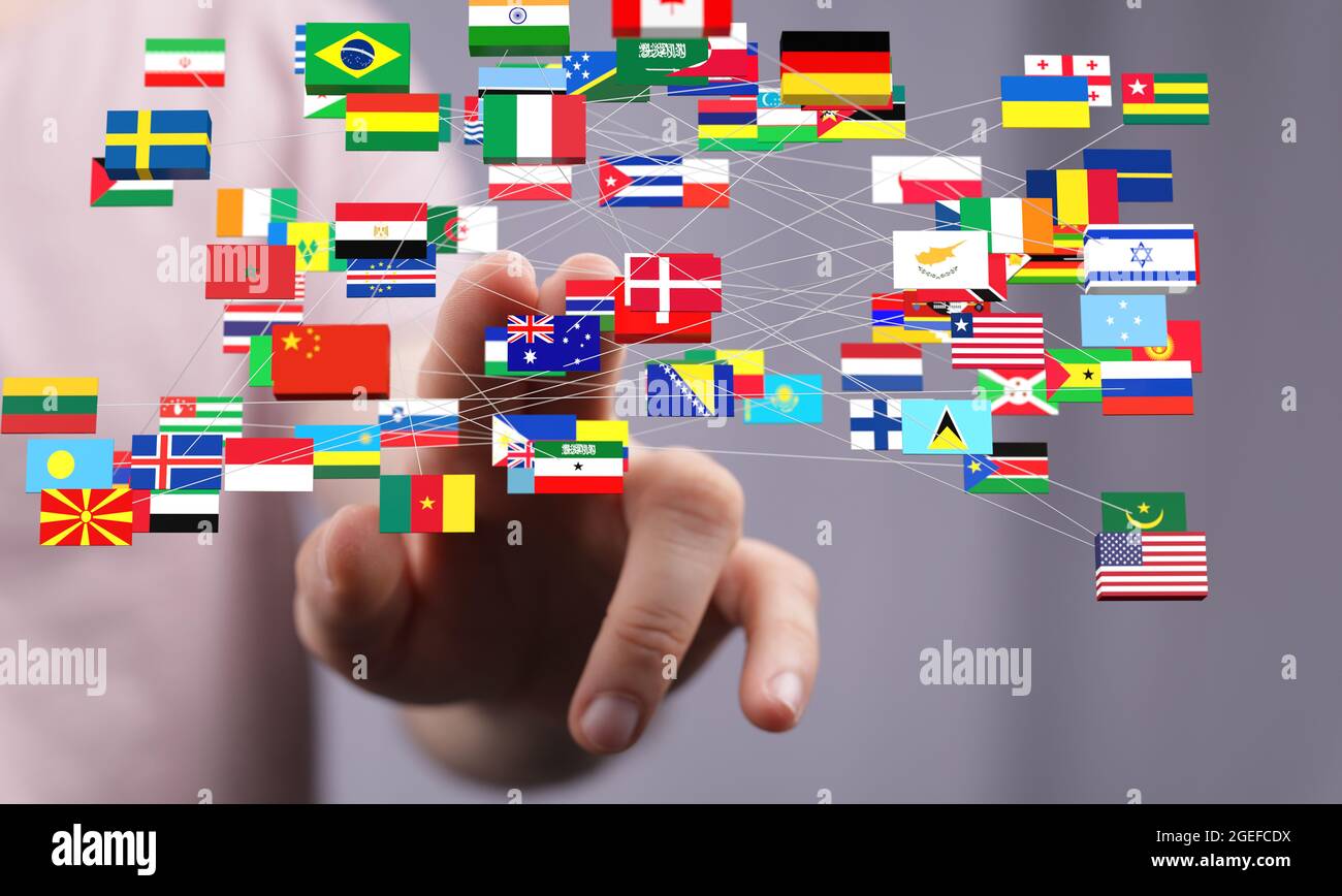 Interconnected world map business travel hi-res stock photography and ...