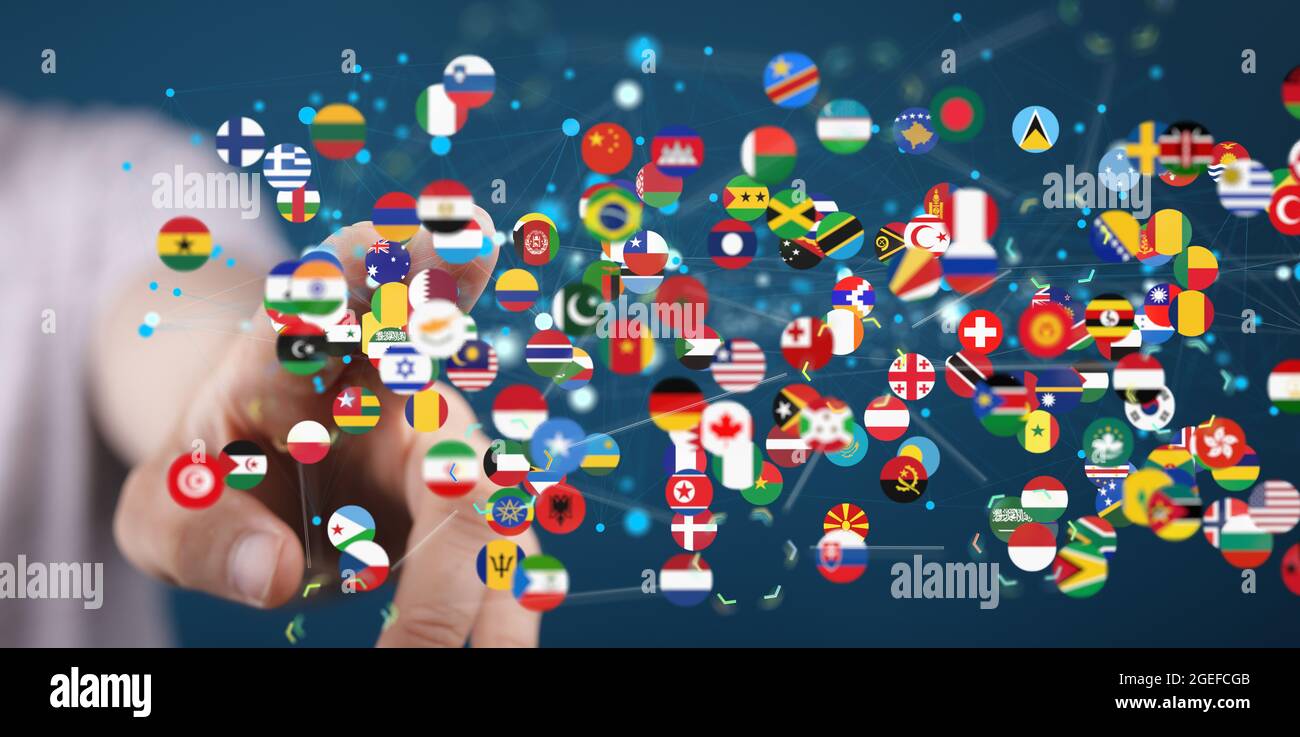 Interconnected world map business travel hi-res stock photography and ...